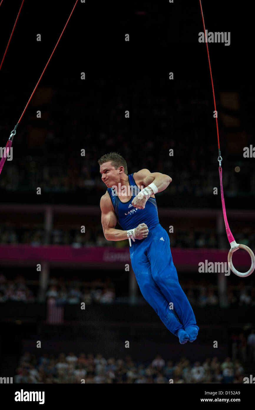 Jonathan Horton (USA) competing on the Rings during the Men's Team ...