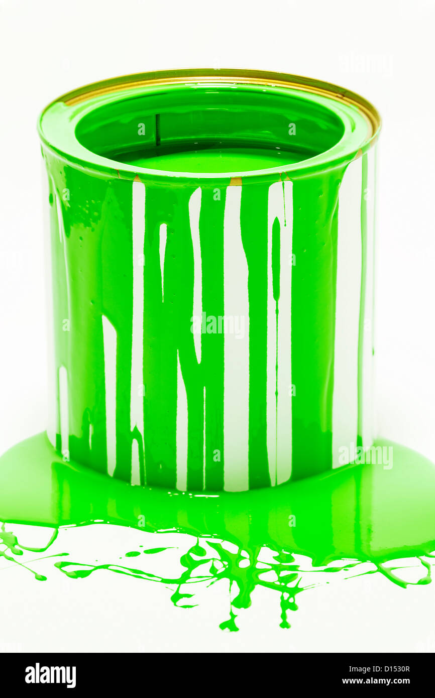 Can with a bright green paint Stock Photo - Alamy