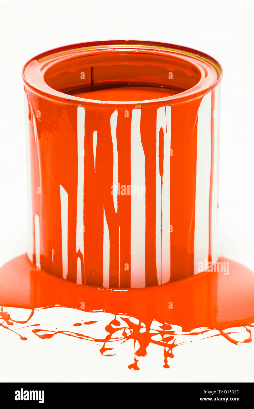 Can with a bright red paint Stock Photo - Alamy