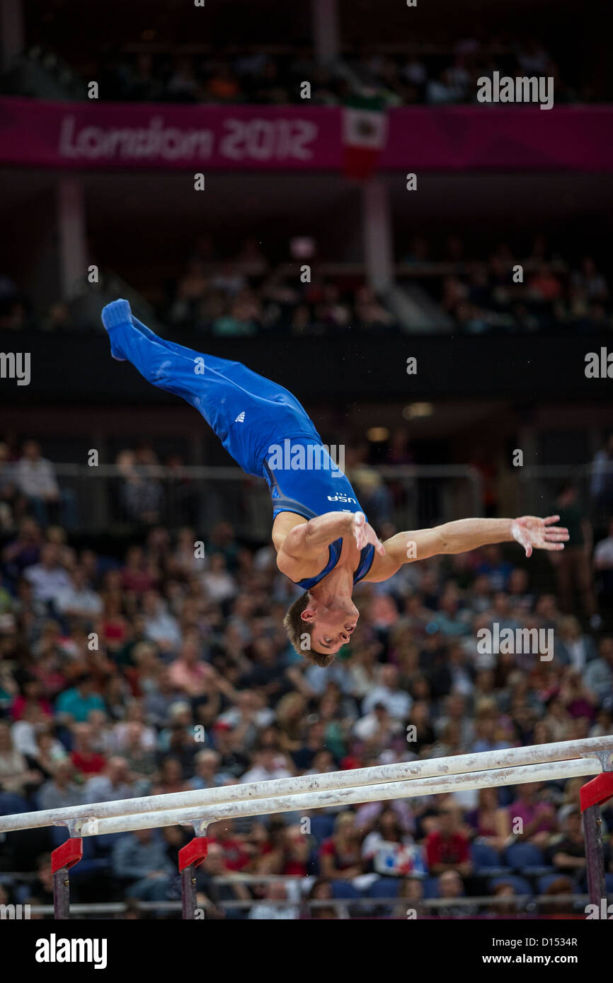Samuel Mikulak (USA) competing on the Parallel Bars during the Men's ...