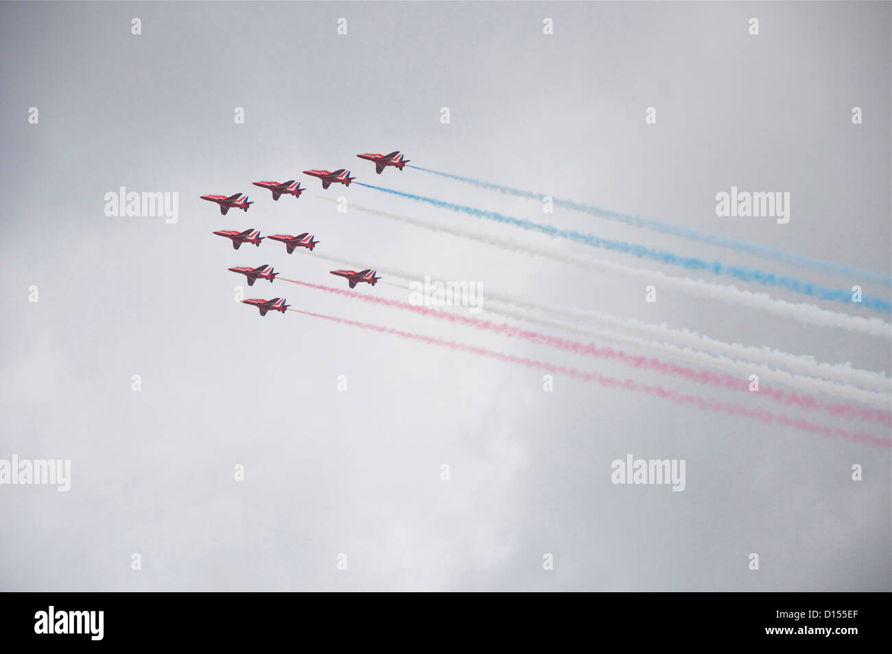 The red arrows perform a flypast over London to celebrate the Queen's ...