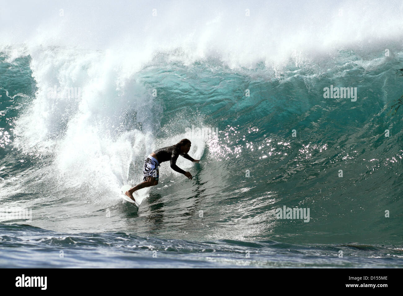 Hawaii, Oahu, North Shore, Afternoon Surfing On Large Waves. Editorial ...