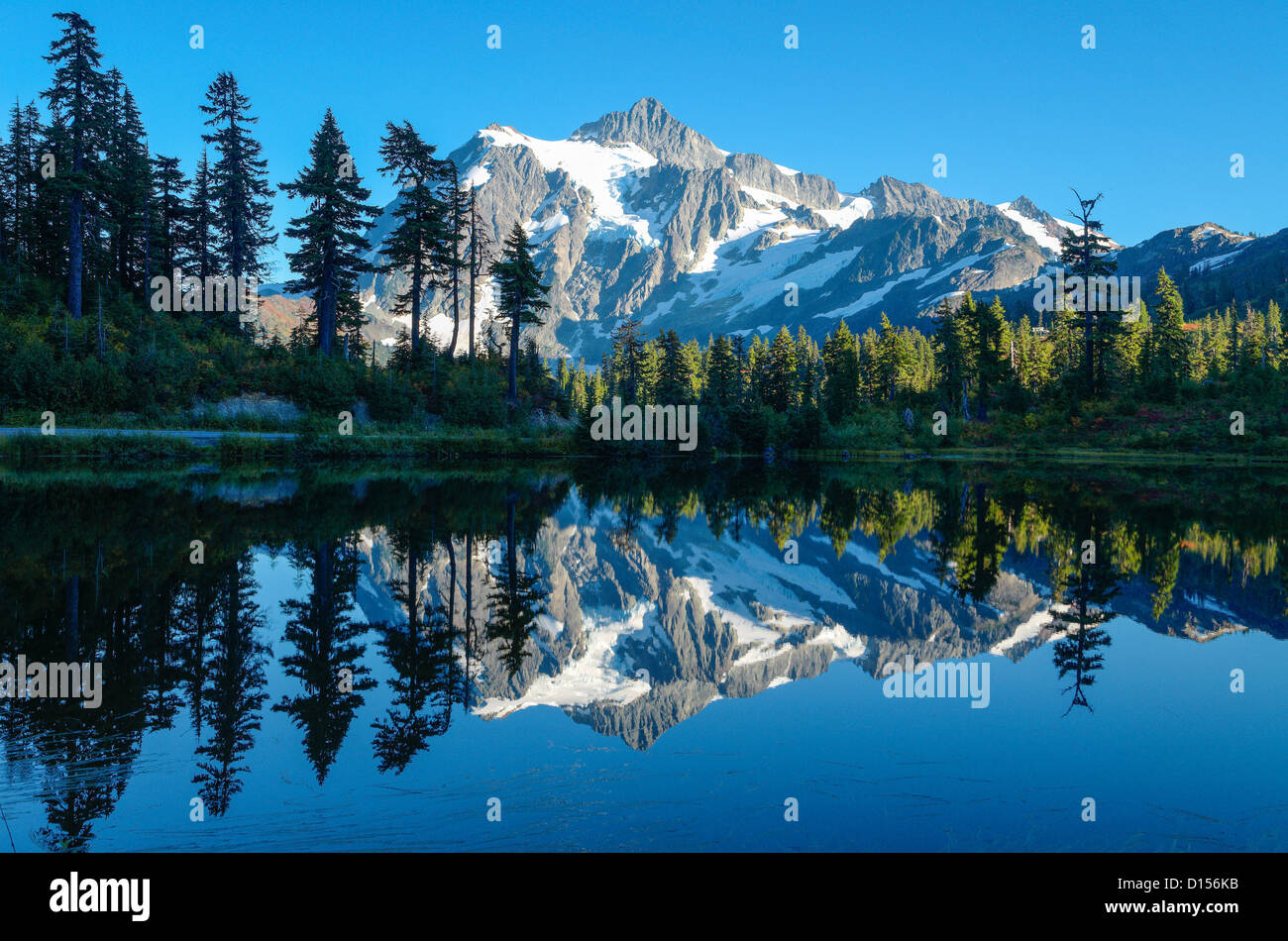 Reflection of Mount Shuksan in Picture Lake, Mt. Baker-Snoqualmie National Forest, Washington ...