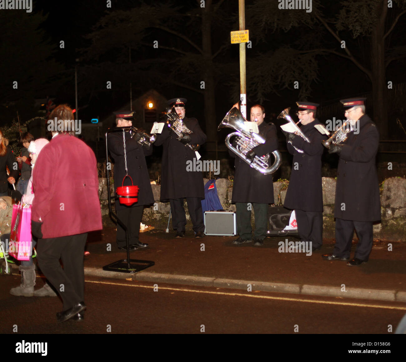 Salvation army band playing Christmas carols during the Cheddar Festive ...