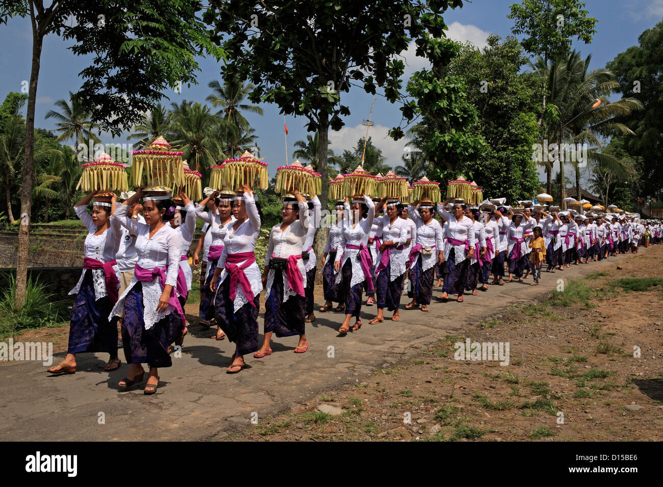 A Hindu temple procession, Pura Dalem Tengaling Temple, near Ubud. Bali ...