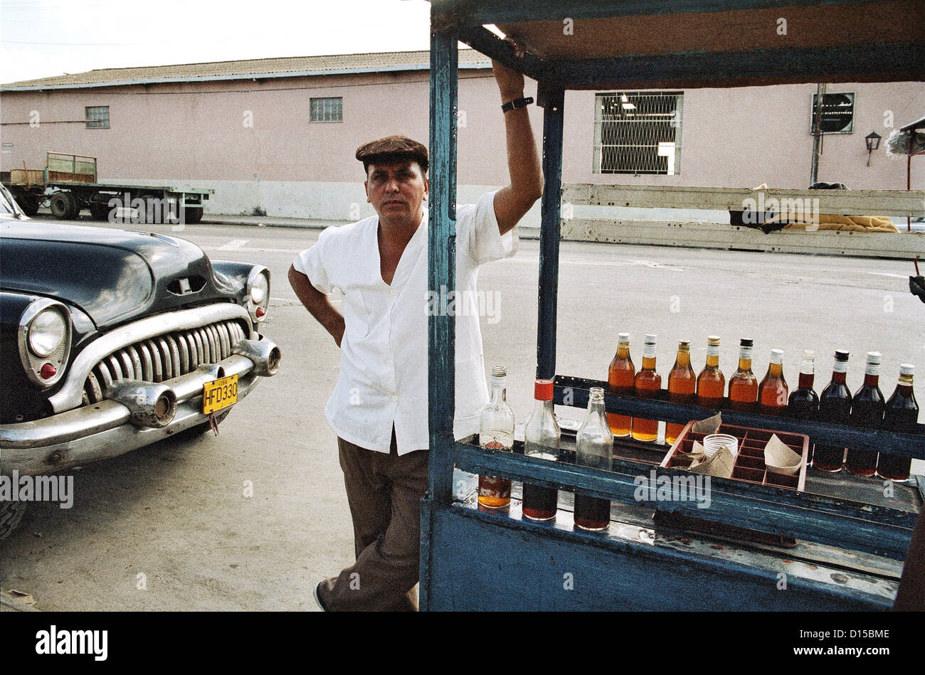 Havana, Cuba, man rum sold on at a stand at the roadside Stock Photo ...