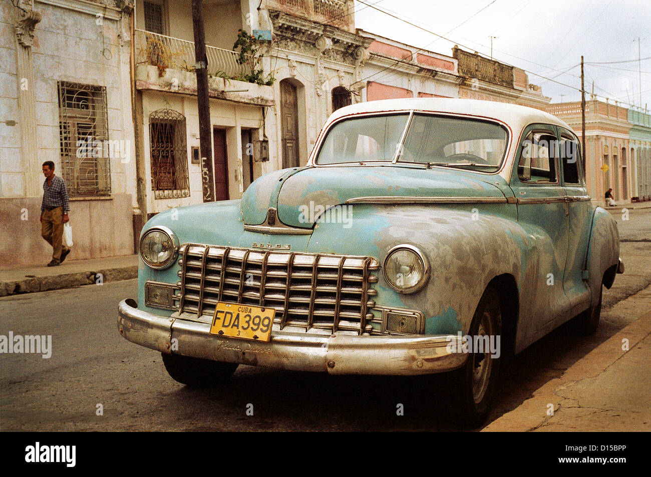 Cienfuegos, Cuba, light blue Dodge Coronet from the 50s Stock Photo - Alamy