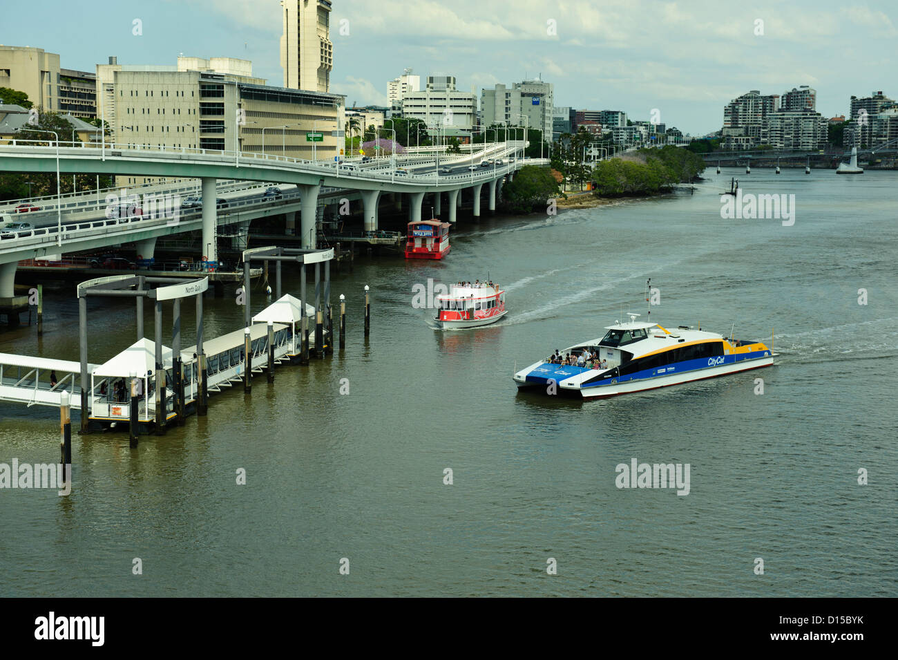 Ferries on Brisbane River in Brisbane, Queensland, Australia Stock ...