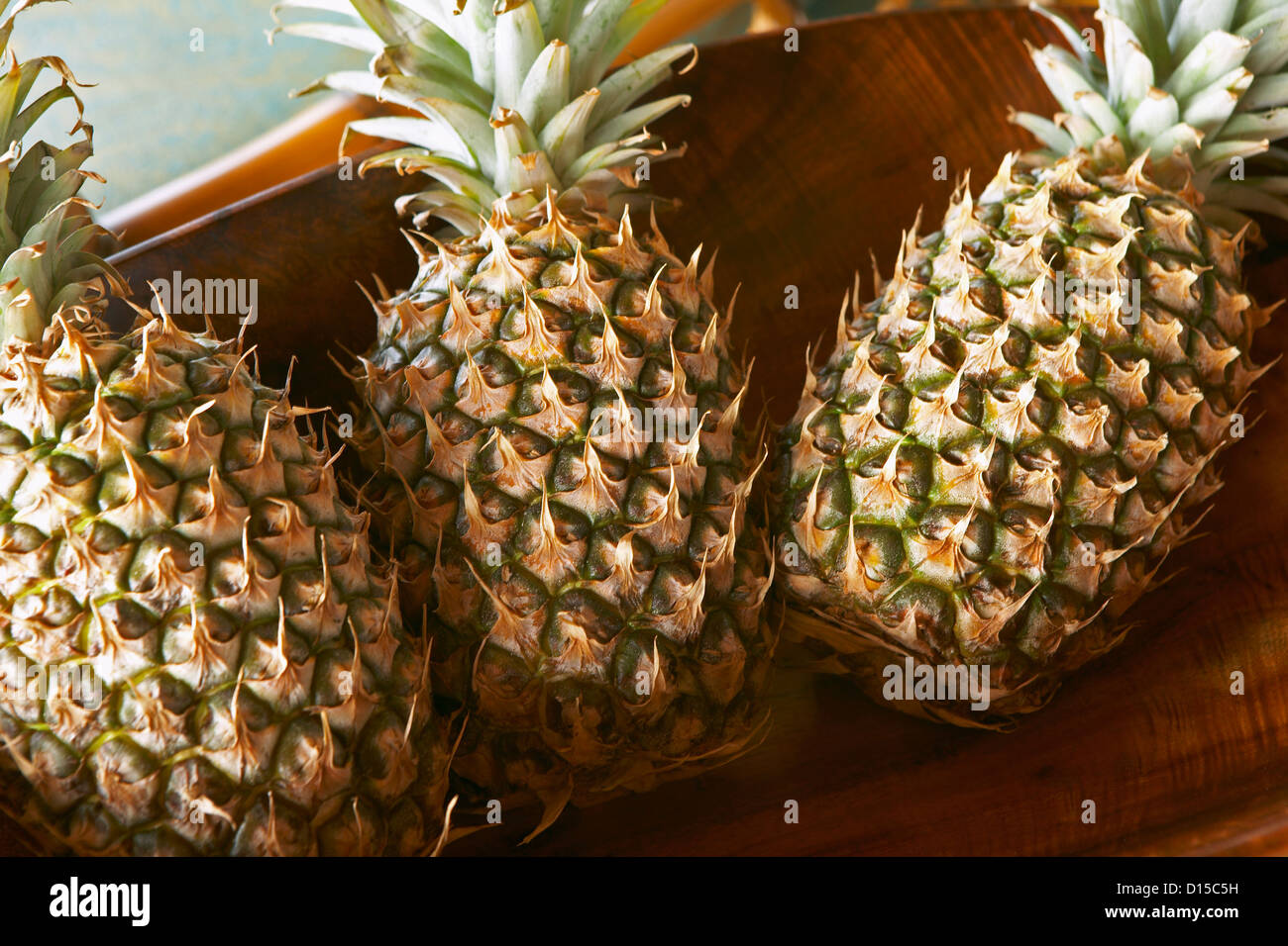 Hawaii, Platter Of Large Pineapples Stock Photo - Alamy