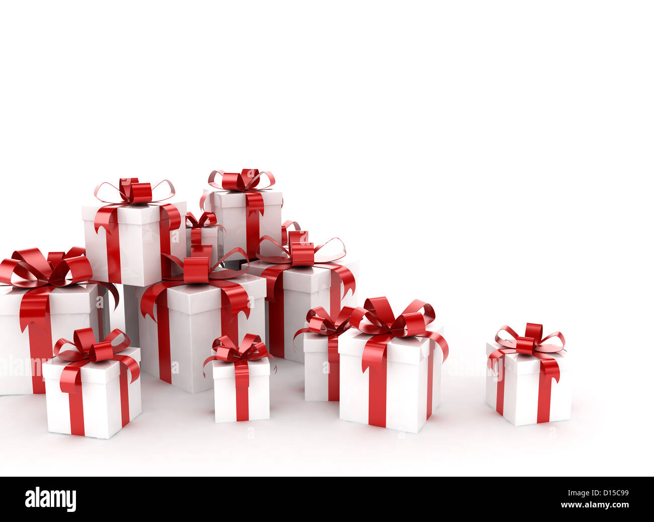 Group of red ribbon gift boxes Stock Photo - Alamy