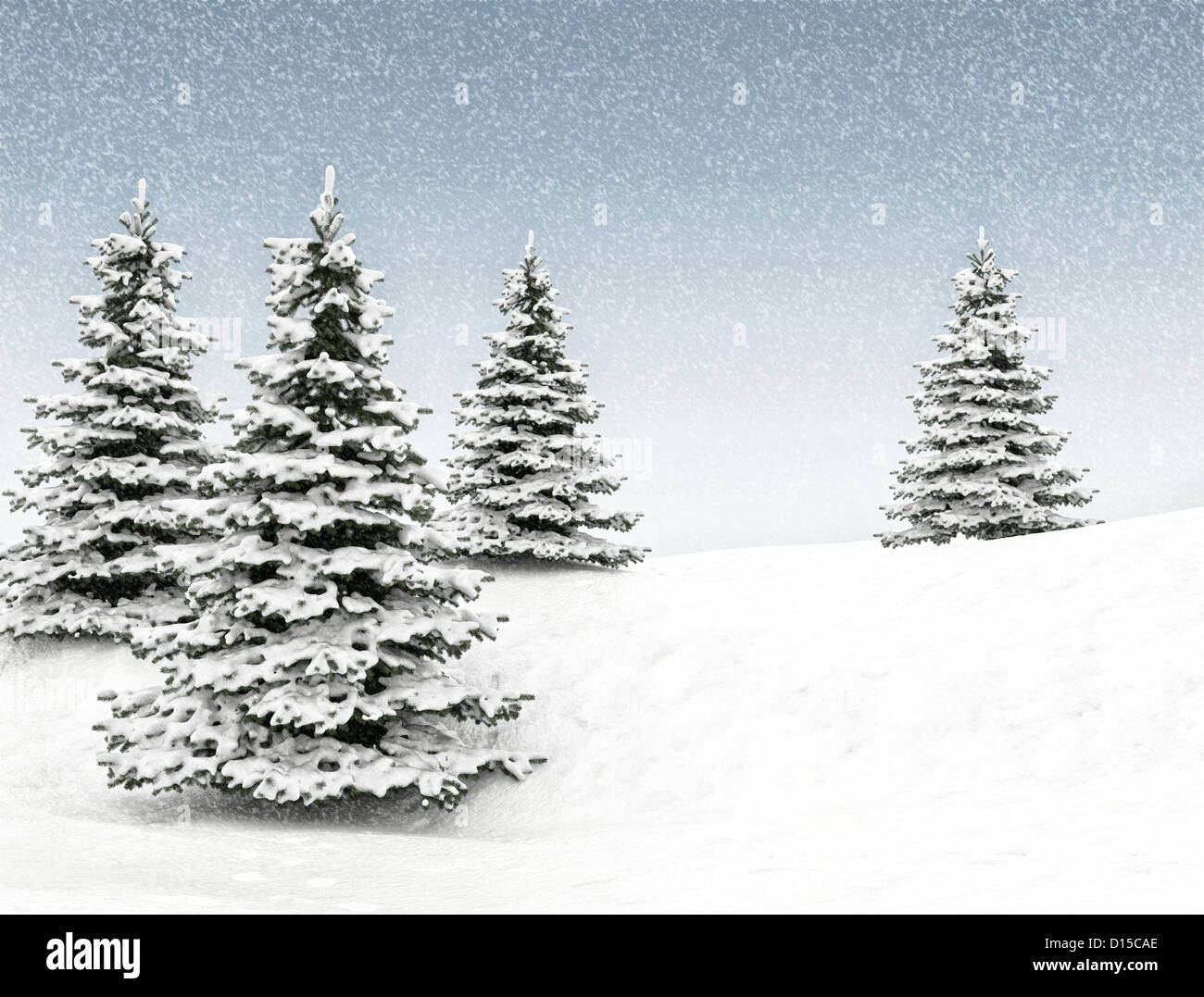 Winter scene snow covered pine trees Stock Photo - Alamy