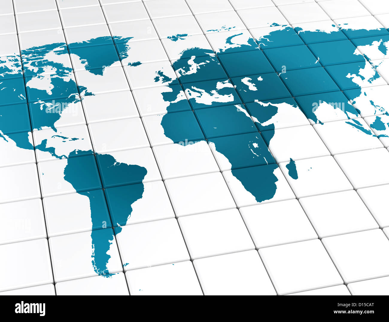 World map on metal cubes background Stock Photo - Alamy