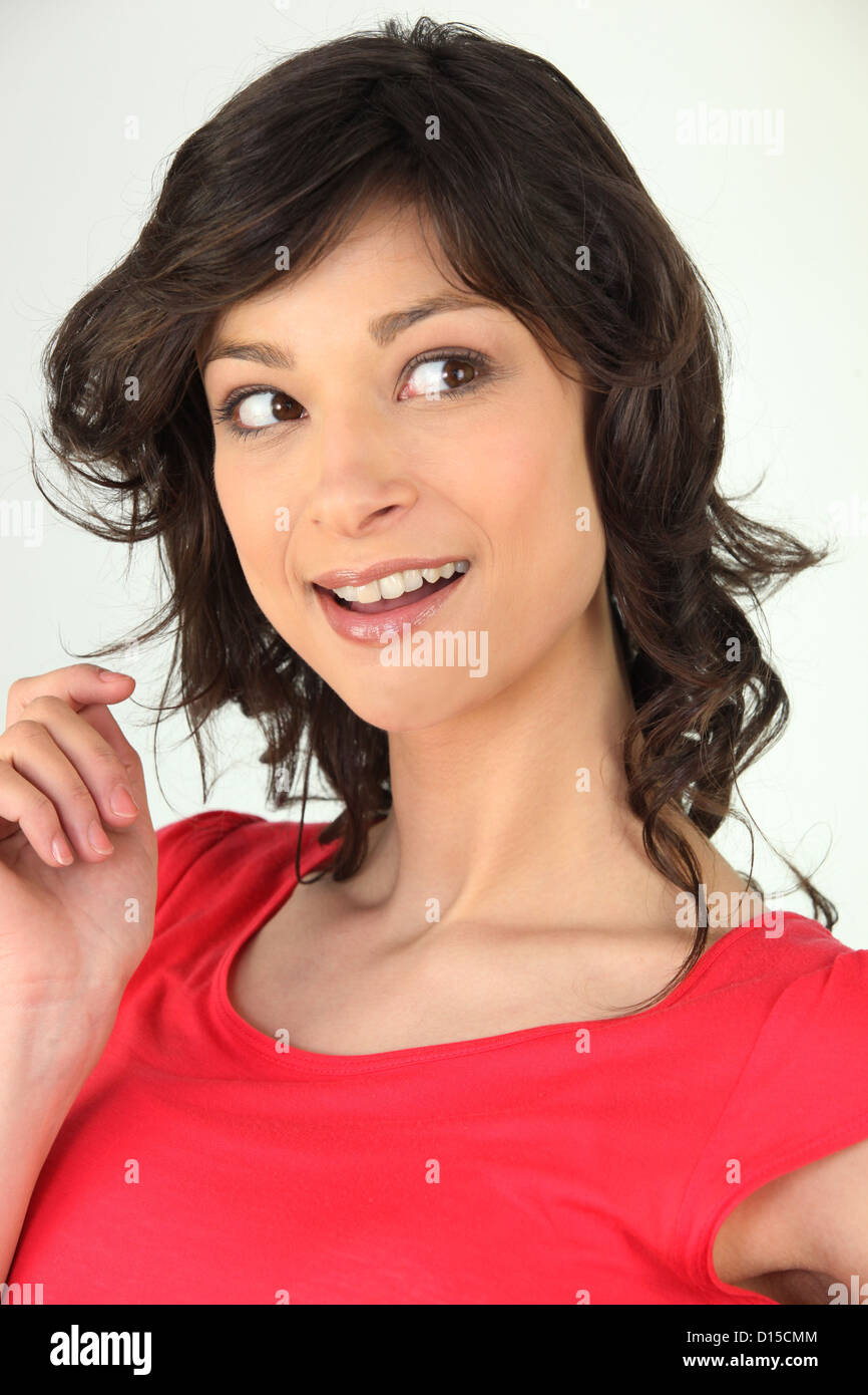 Woman with sudden idea Stock Photo - Alamy