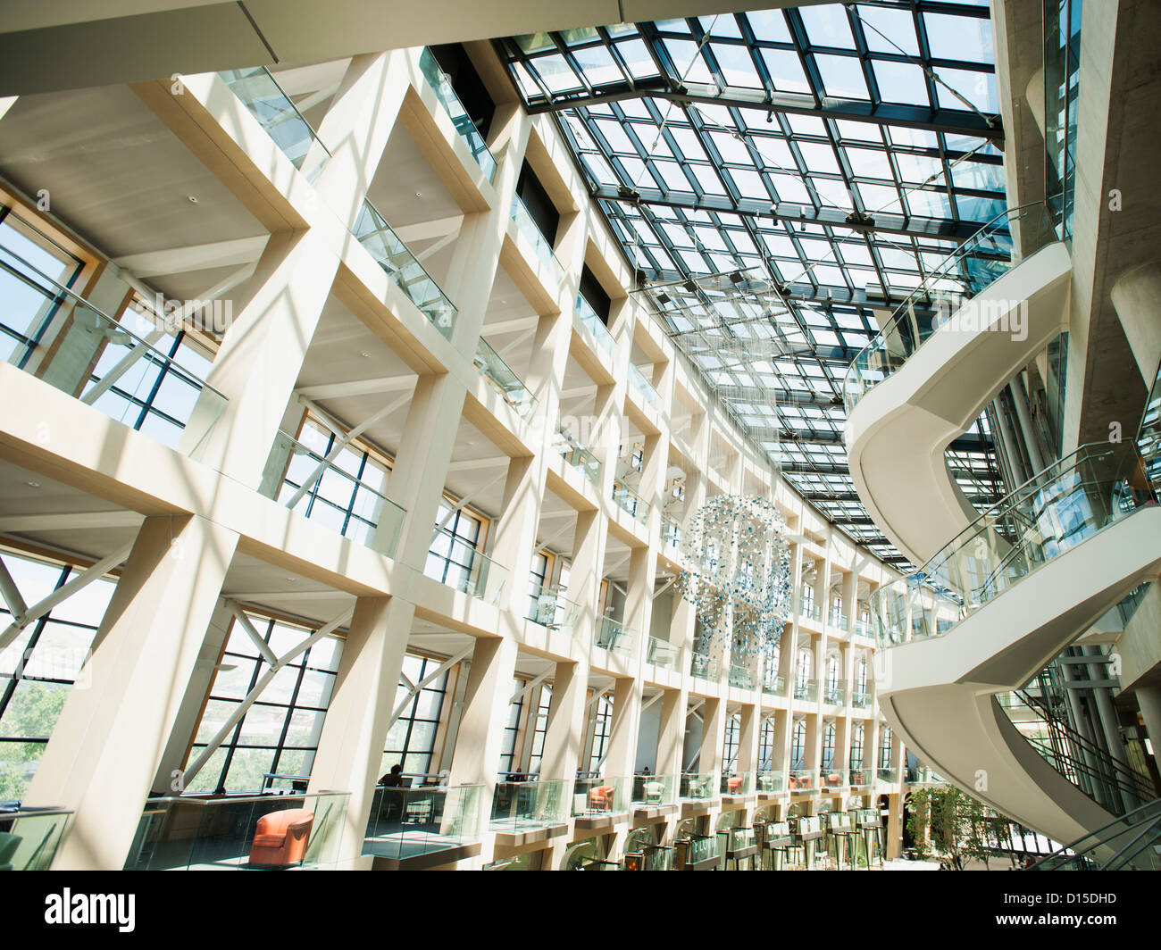 USA, Utah, Salt Lake City, View of modern building with glass roof ...