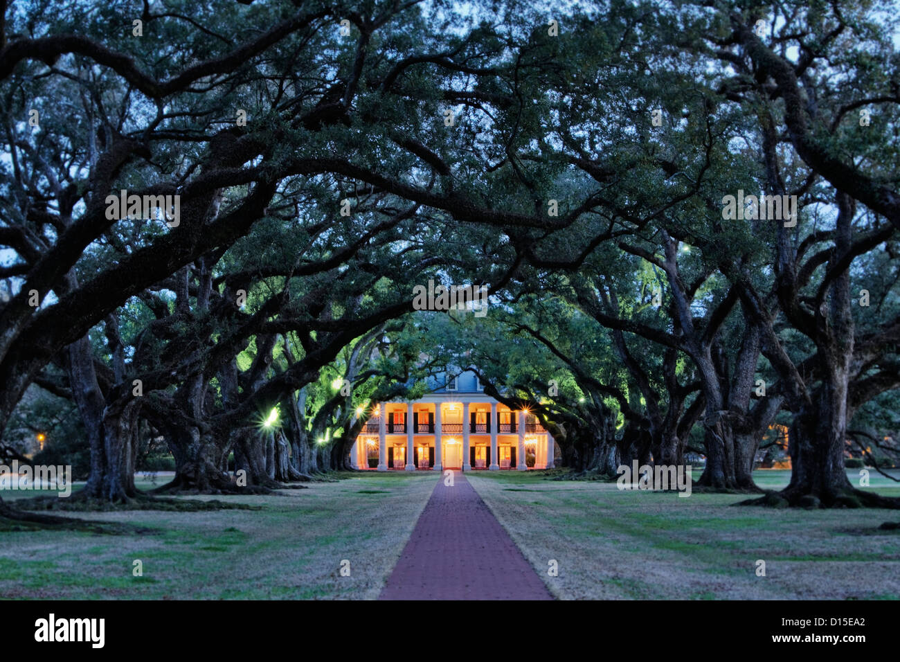 Southern Manor Home at Night Stock Photo - Alamy