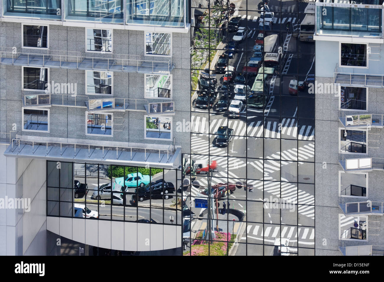 Street Seen Reflected off a Building Surface Stock Photo - Alamy