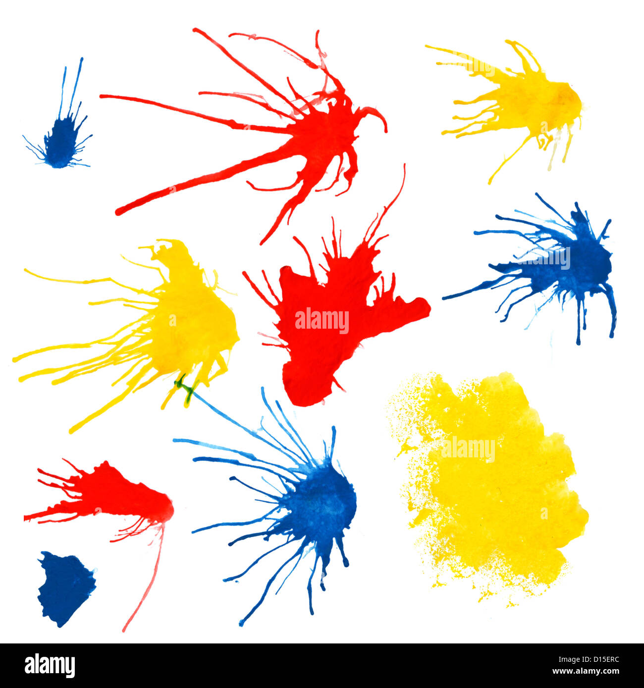 Colorful bright ink splashes on white background Stock Photo - Alamy