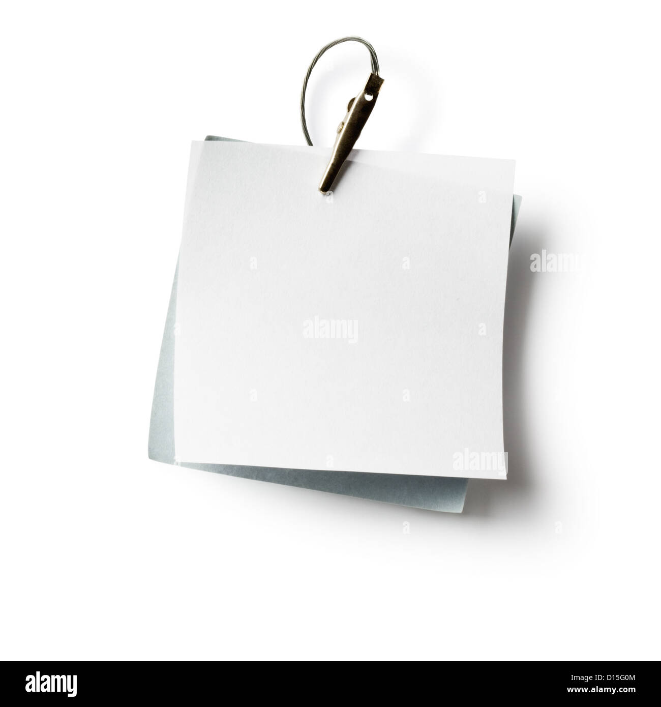 White and gray notepads with crocodile clip on white, clipping path ...