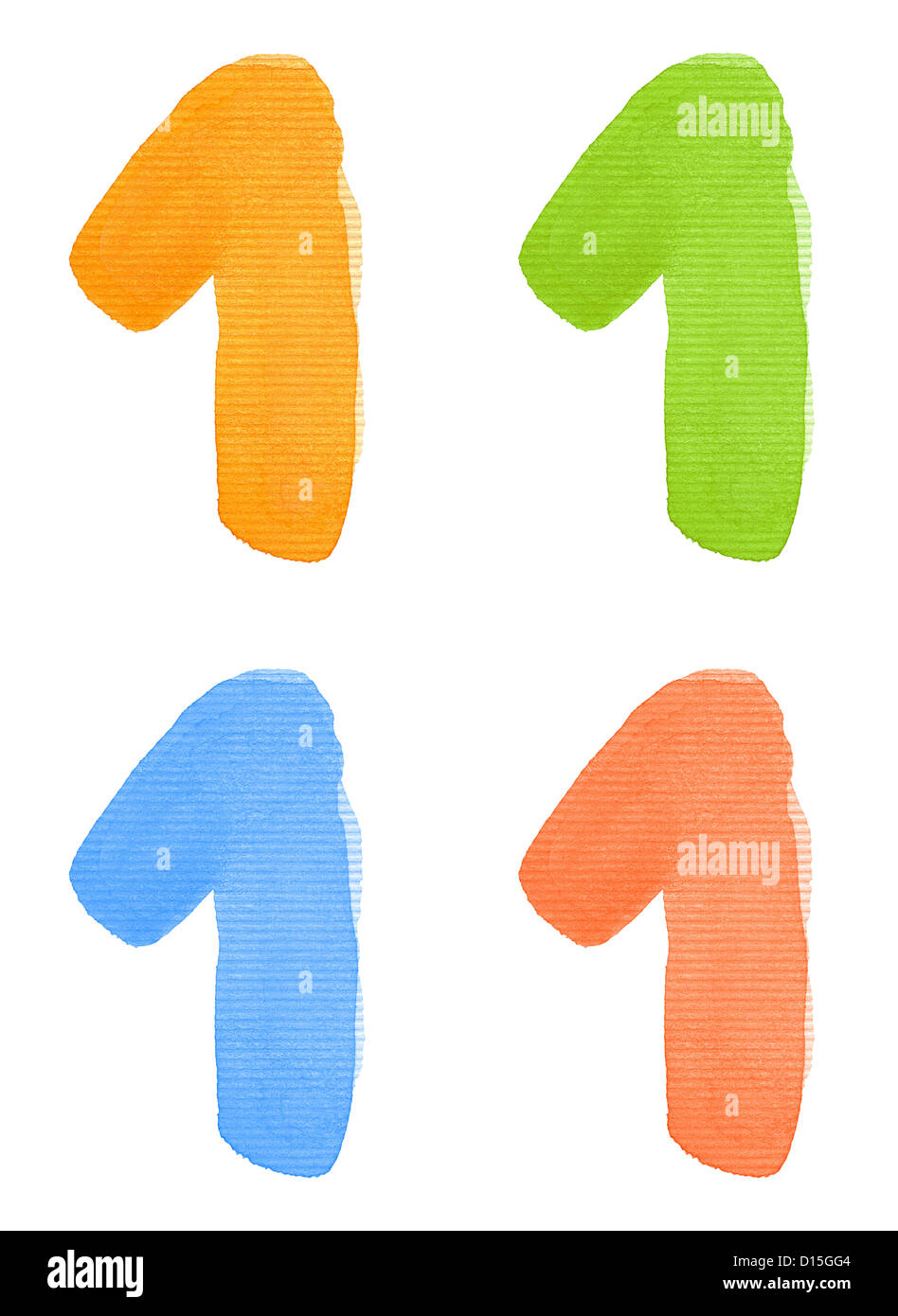 Handwritten watercolor number one , isolated. Made myself Stock Photo ...