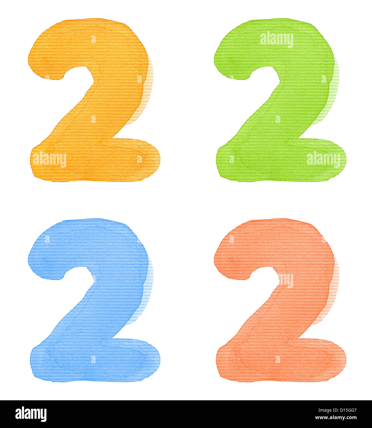 Handwritten watercolor number two , isolated. Made myself Stock Photo ...