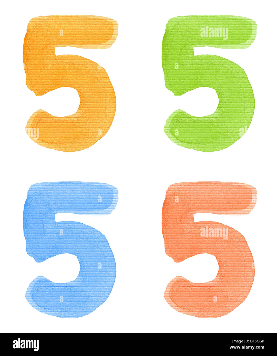 Handwritten watercolor number five , isolated. Made myself Stock Photo ...