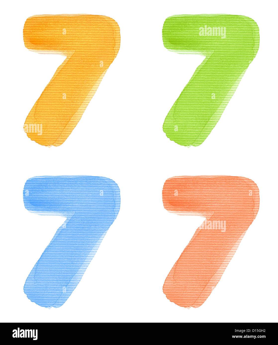 Handwritten watercolor number seven , isolated. Made myself Stock Photo ...