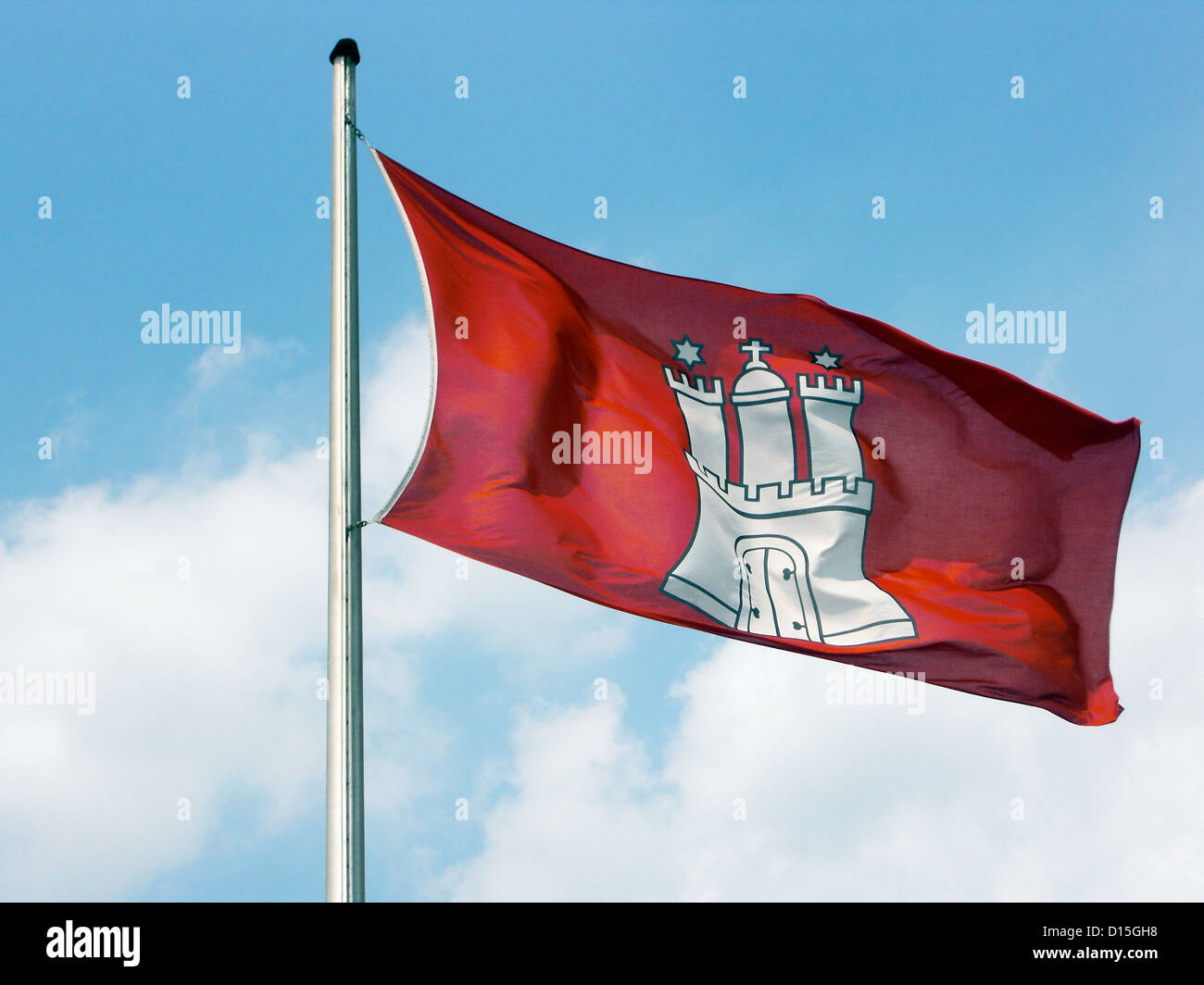 Fluttering flag of the city of hamburg hi-res stock photography and ...