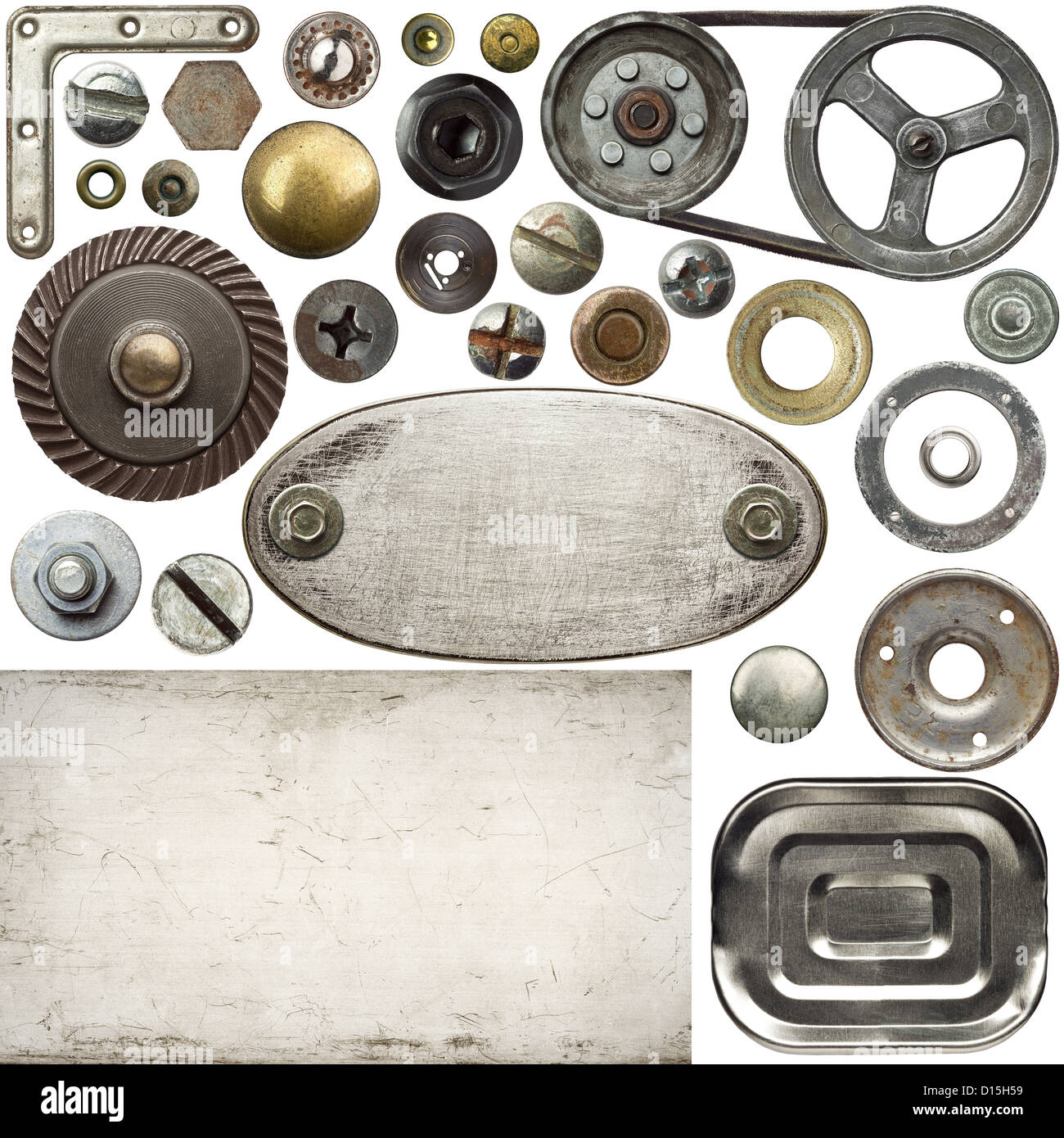 Screw heads, frames and other metal details Stock Photo - Alamy