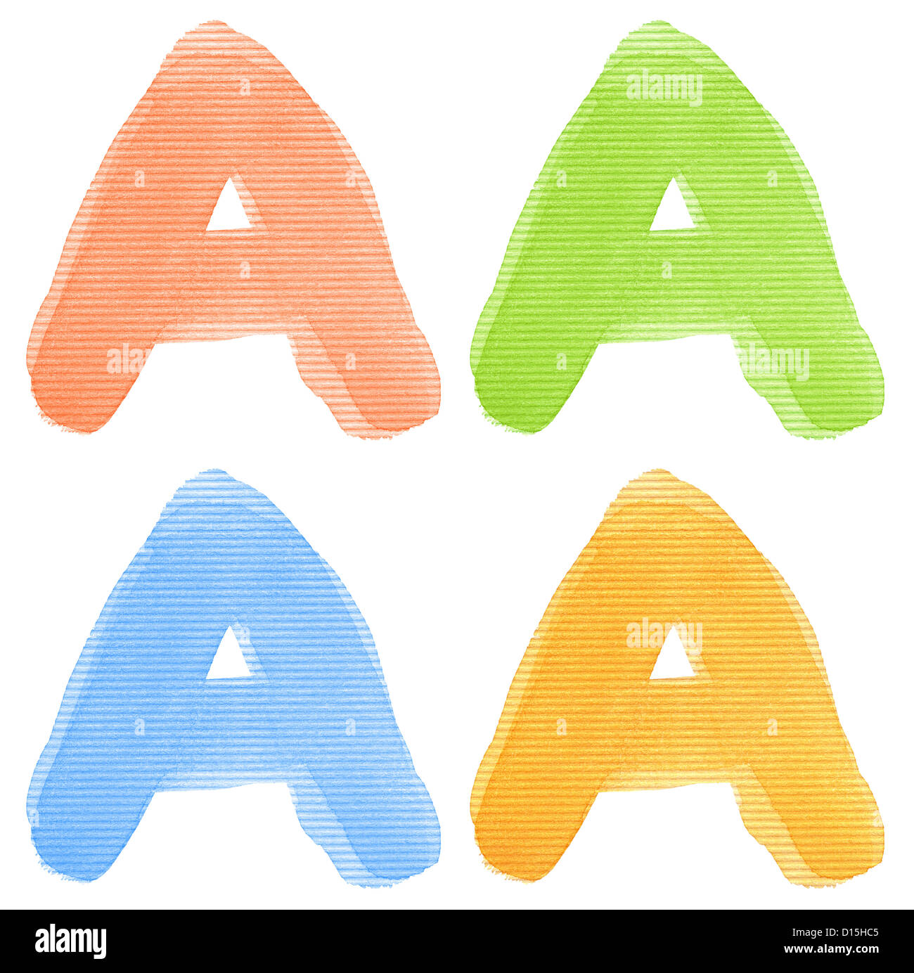 Watercolor alphabet letter, different colors, isolated. Made myself ...