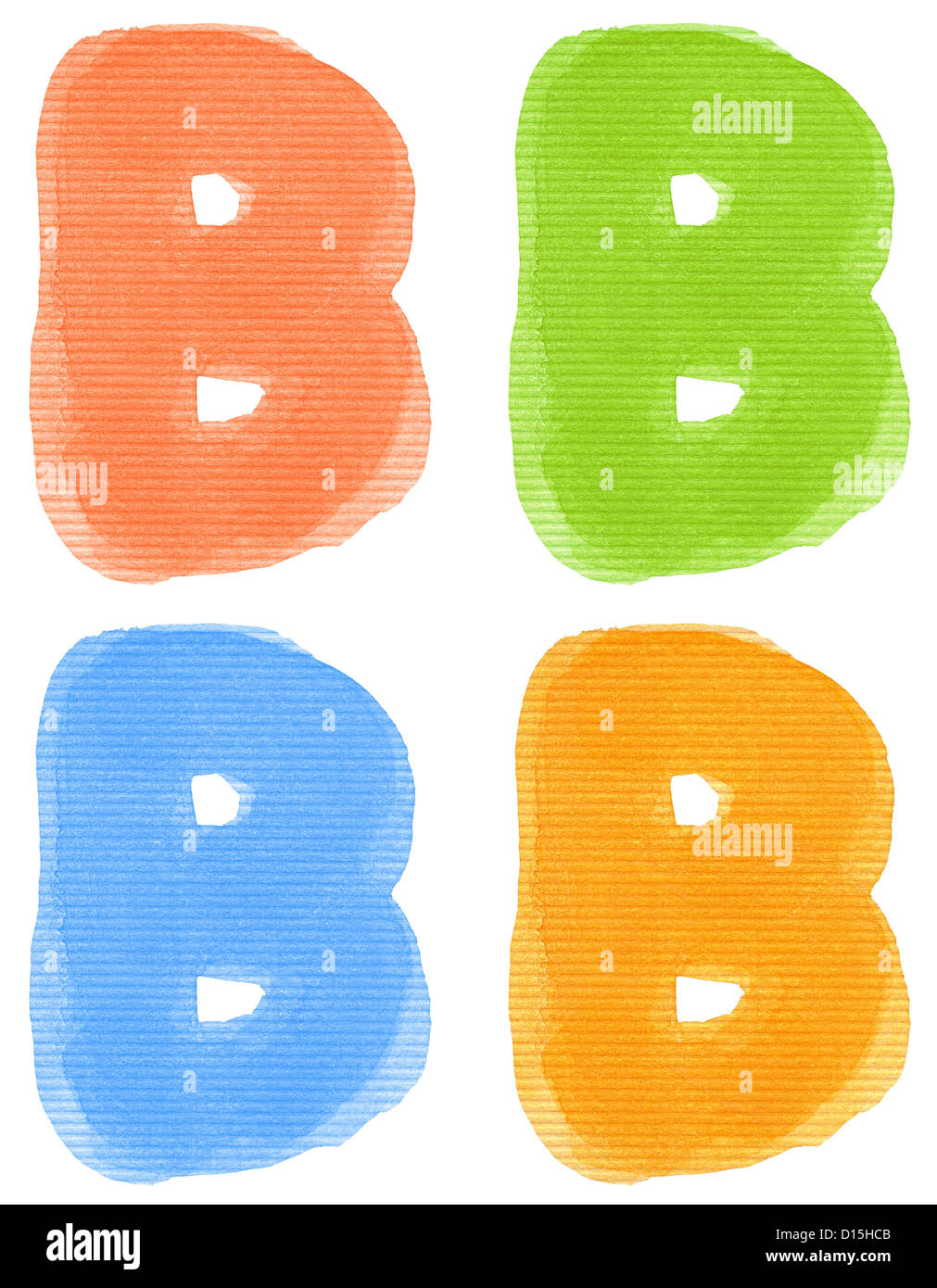 Watercolor alphabet letter, different colors, isolated. Made myself ...