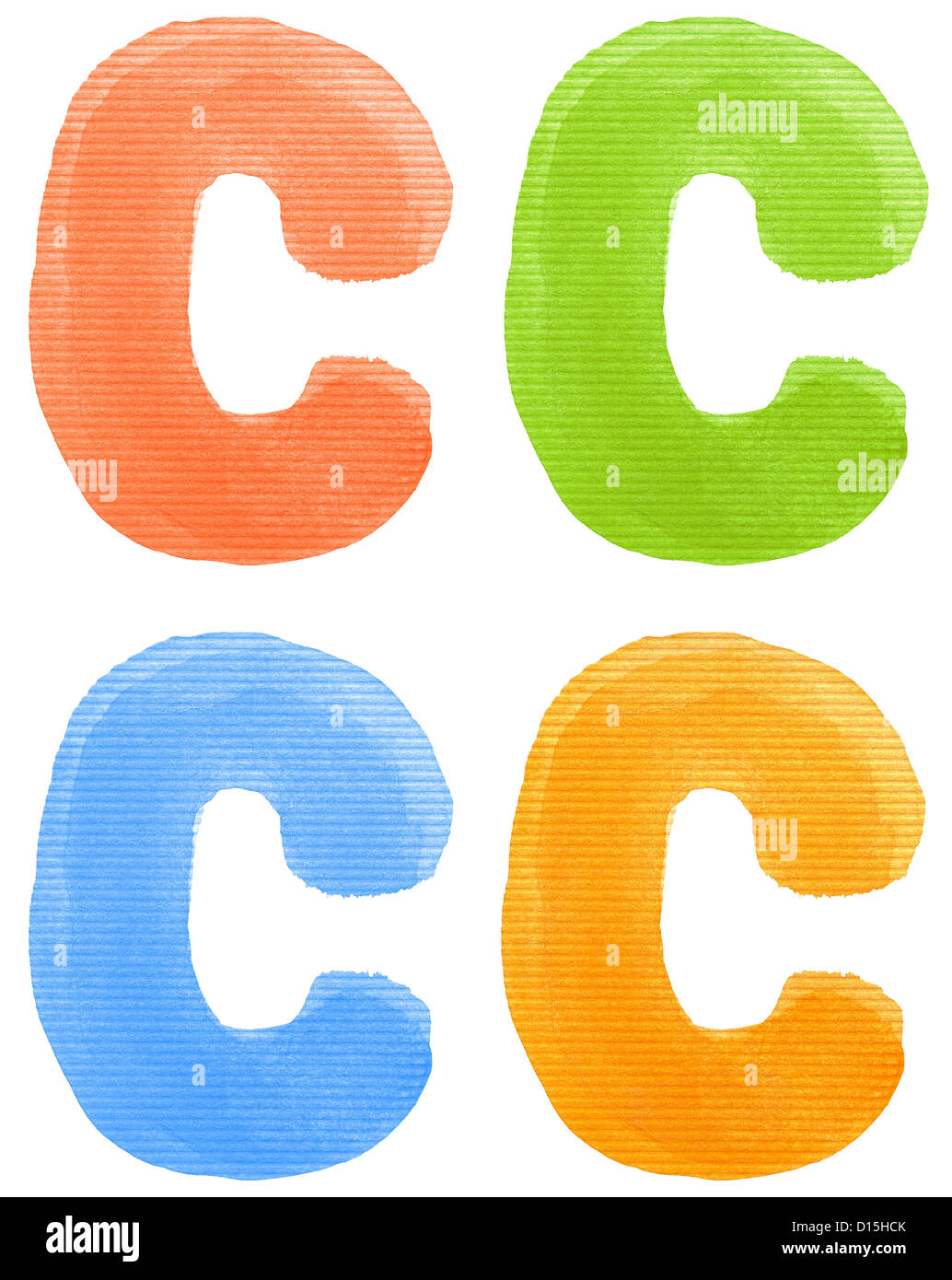 Watercolor alphabet letter, different colors, isolated. Made myself ...