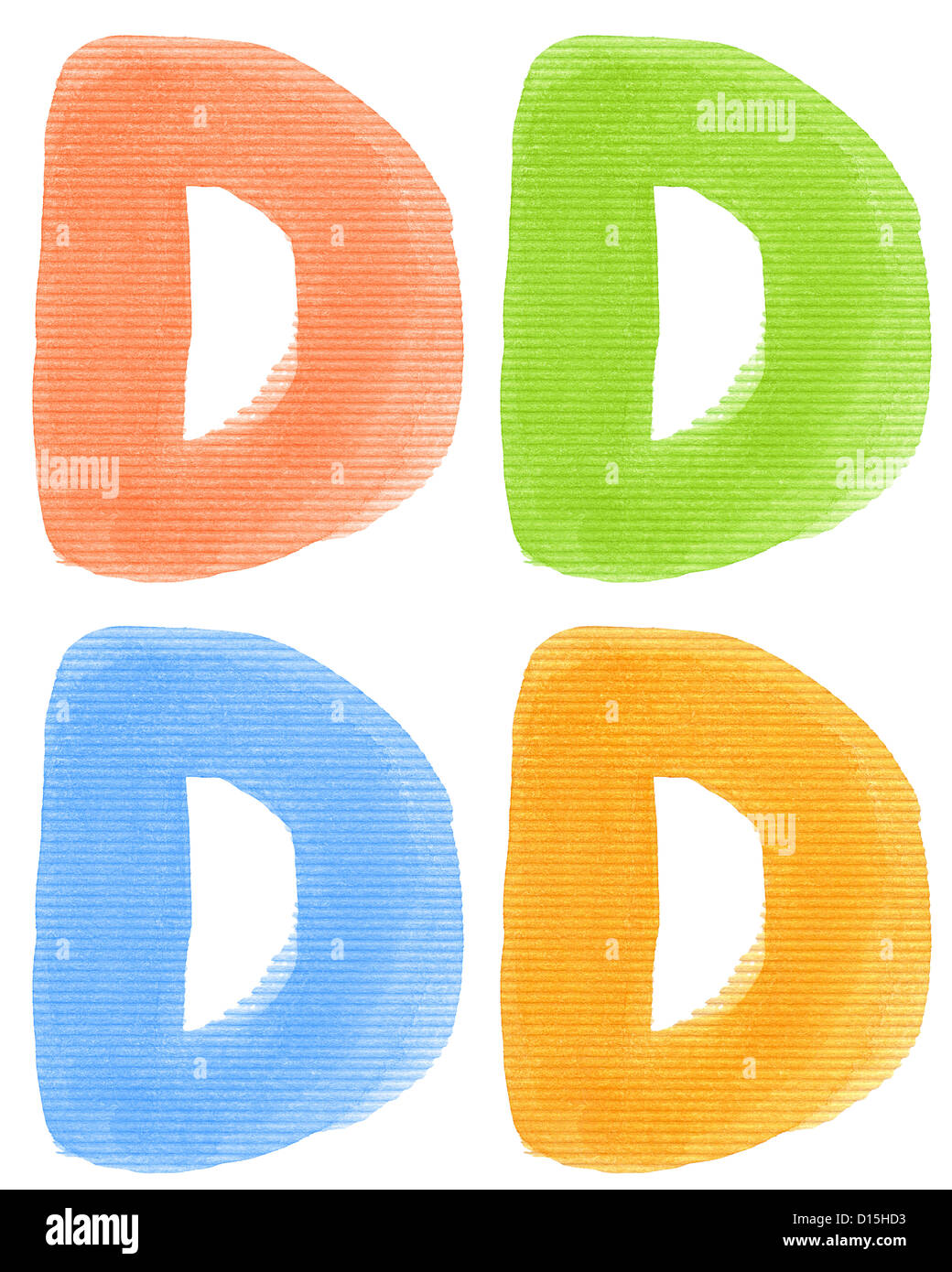 Watercolor alphabet letter, different colors, isolated. Made myself ...