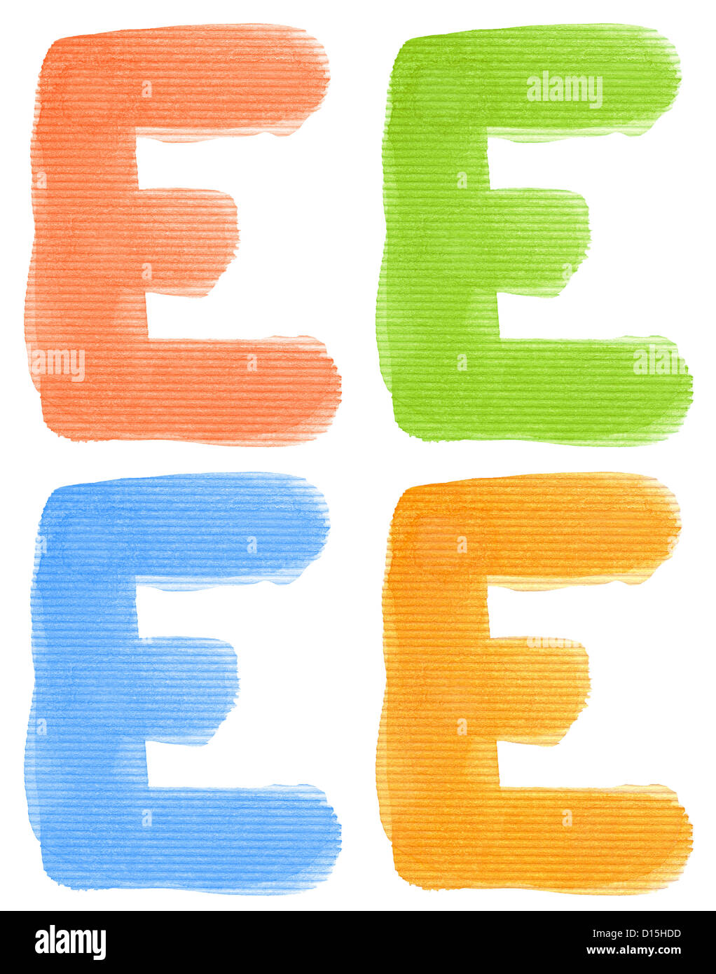 Watercolor alphabet letter, different colors, isolated. Made myself ...