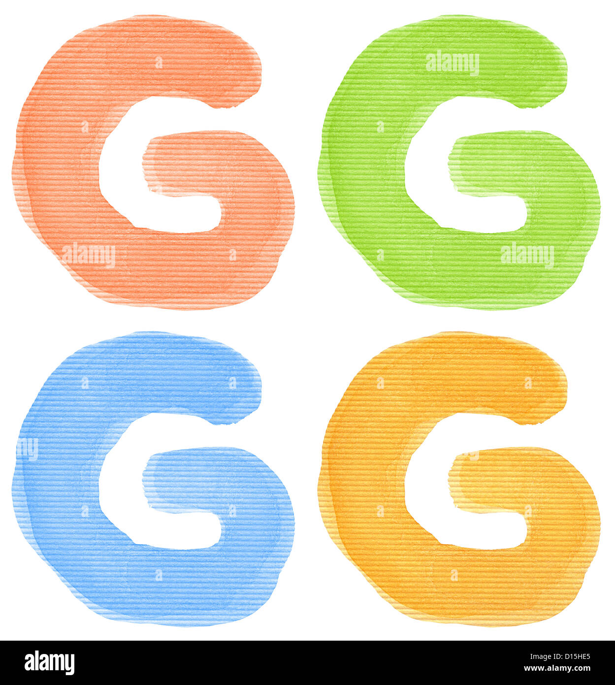 Watercolor alphabet letter, different colors, isolated. Made myself ...