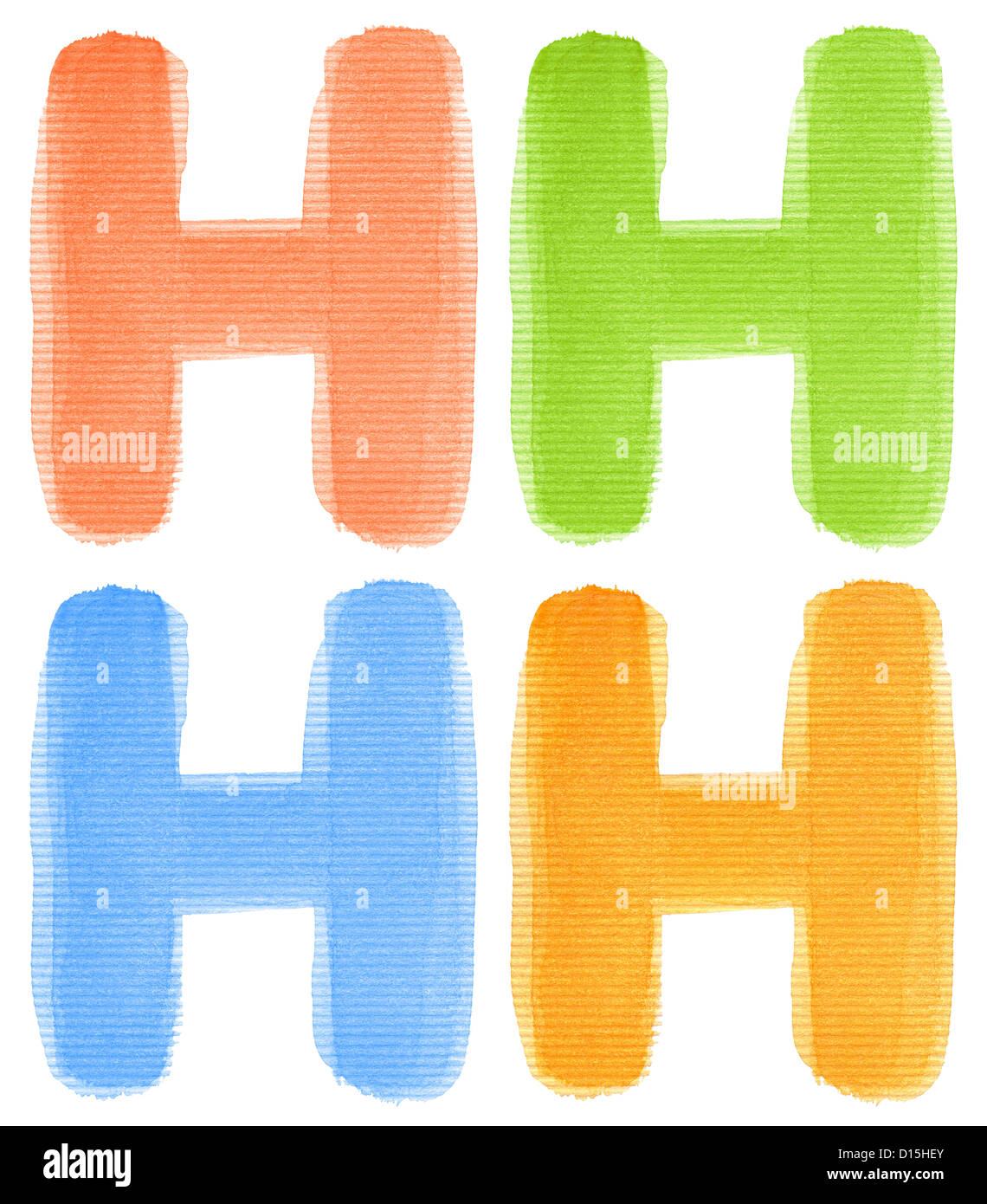 Watercolor alphabet letter, different colors, isolated. Made myself ...