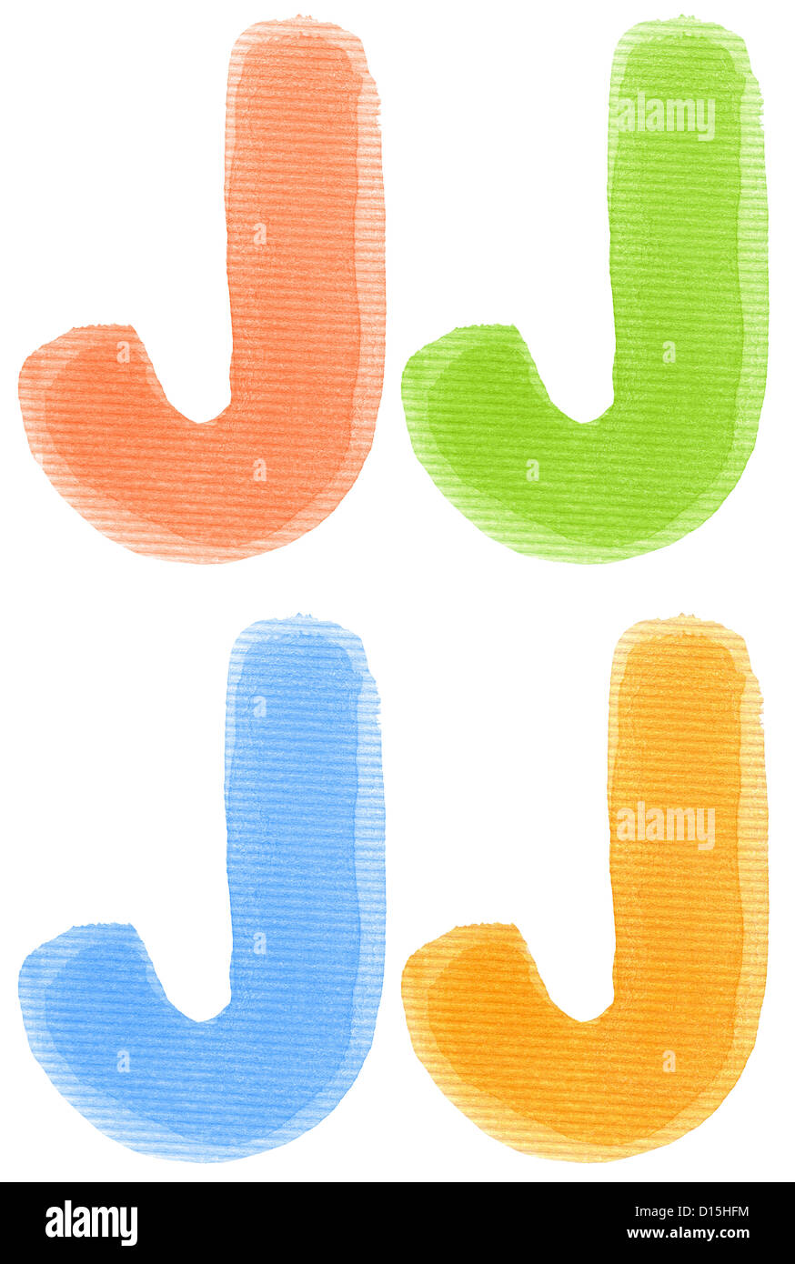 Watercolor alphabet letter, different colors, isolated. Made myself ...