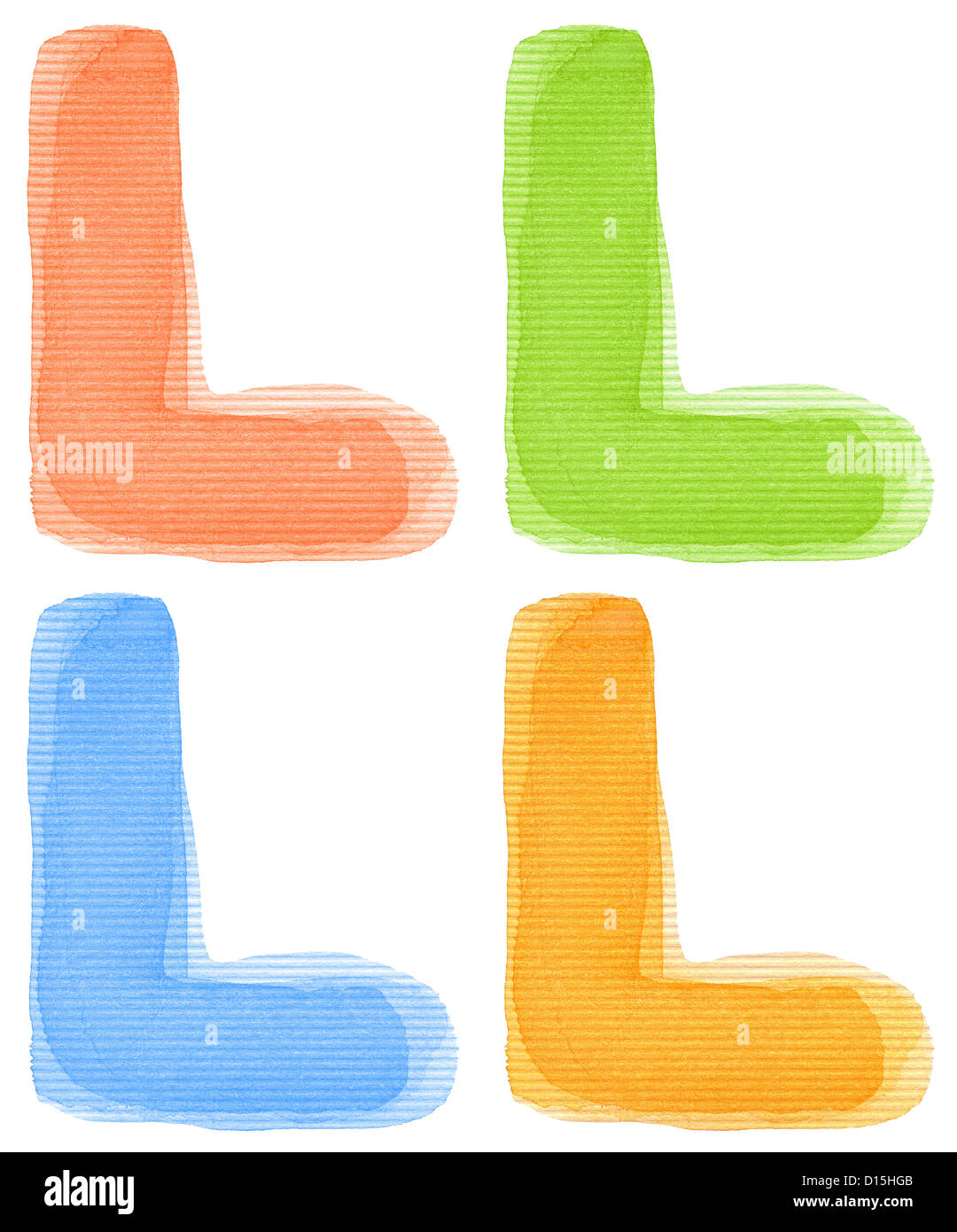 Watercolor alphabet letter, different colors, isolated. Made myself ...