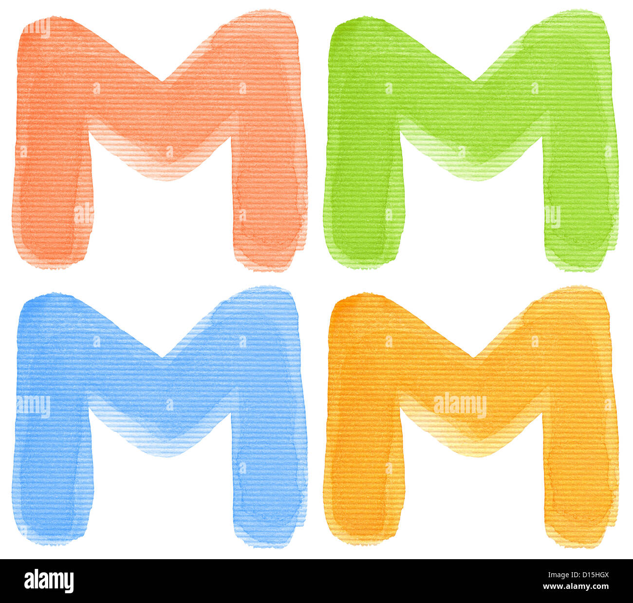 Watercolor alphabet letter, different colors, isolated. Made myself ...