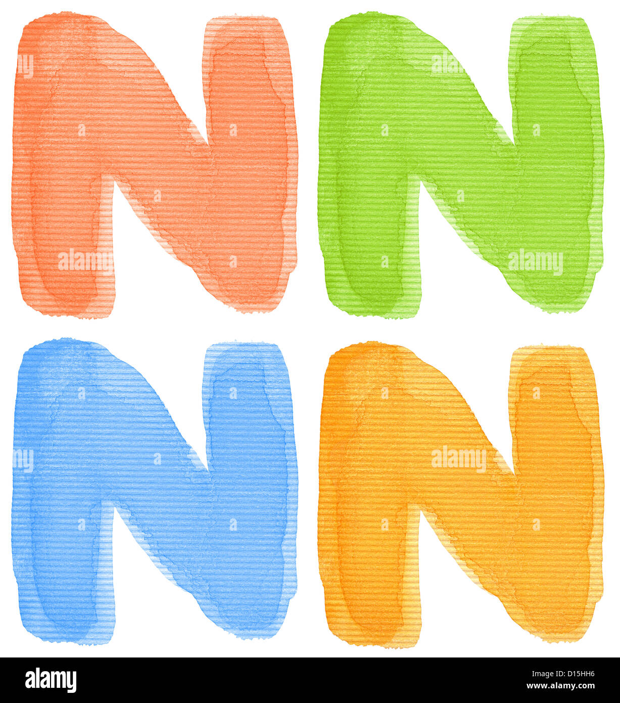 Watercolor alphabet letter, different colors, isolated. Made myself ...