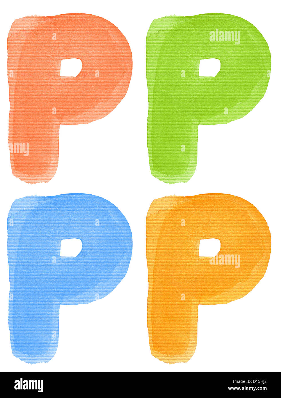 Watercolor alphabet letter, different colors, isolated. Made myself ...