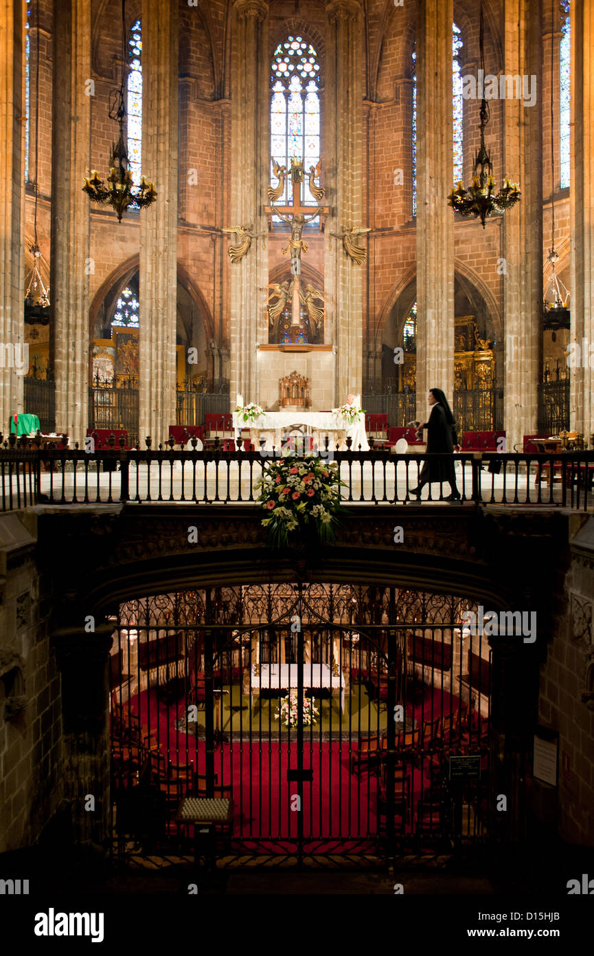 Barcelona, Spain: High Altar and Crypt of Saint Eulalia beneath in the ...