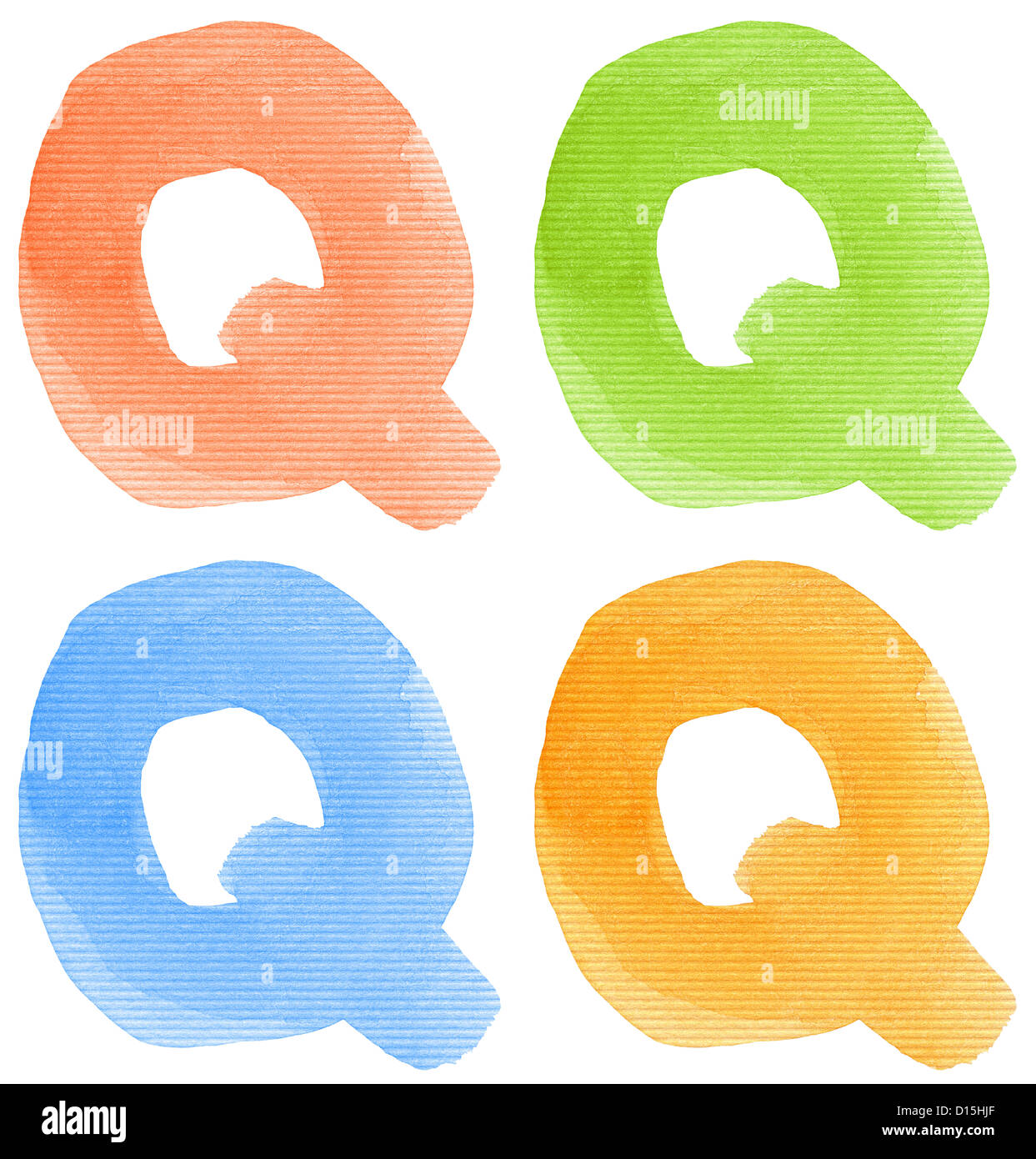 Watercolor alphabet letter, different colors, isolated. Made myself ...