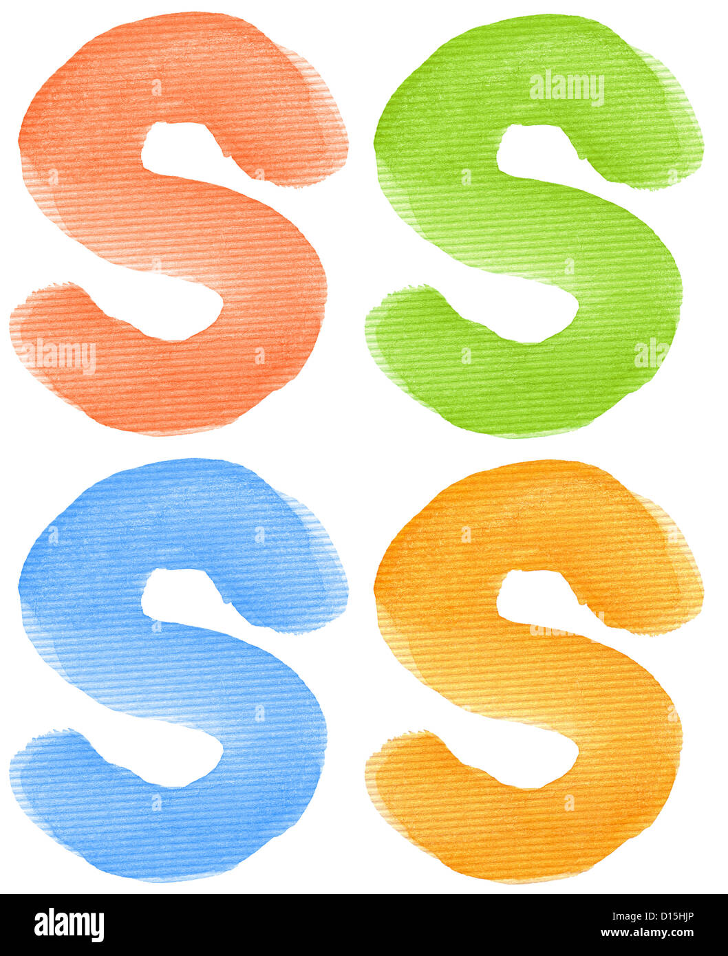 Watercolor alphabet letter, different colors, isolated. Made myself ...