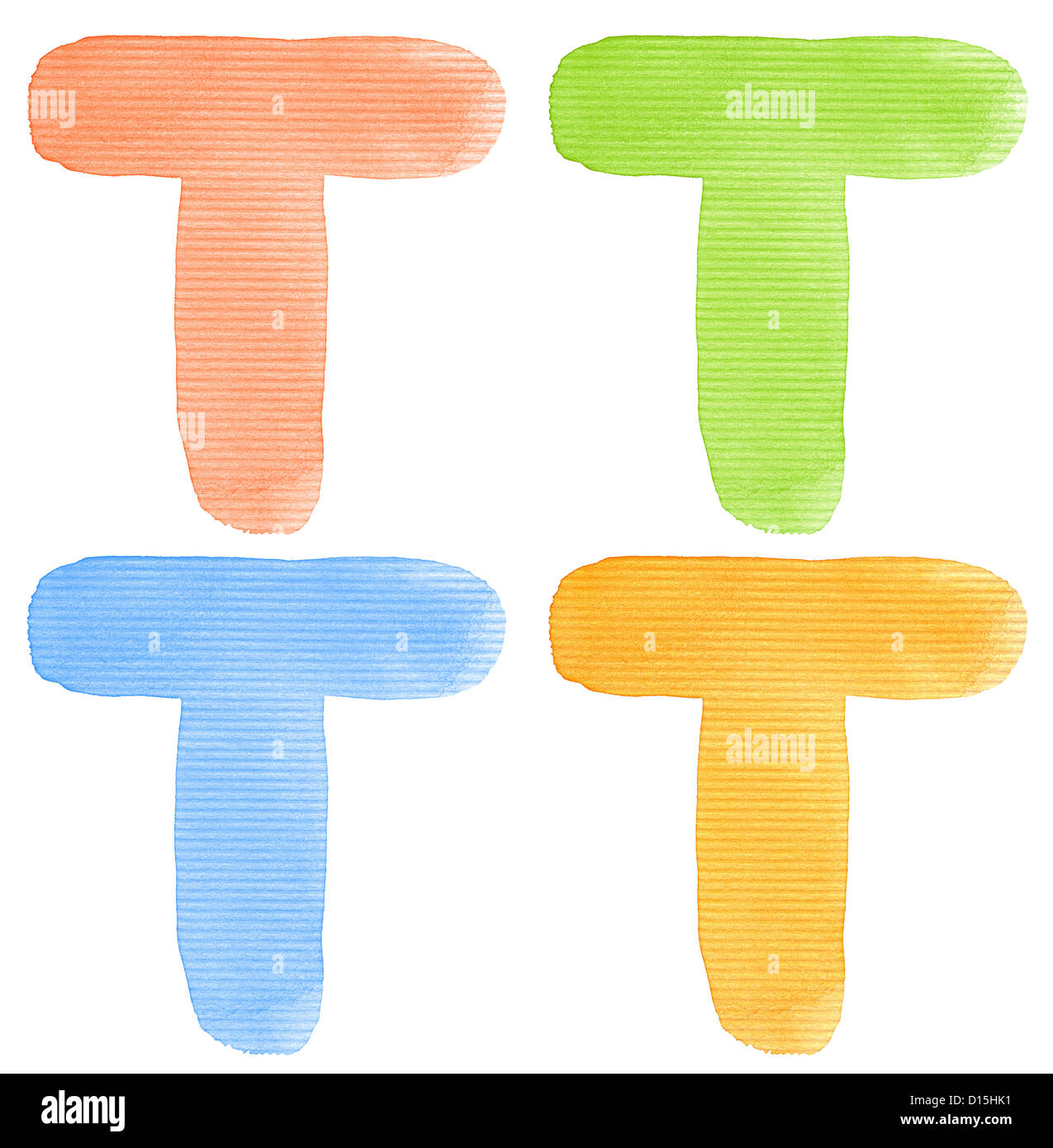 Watercolor alphabet letter, different colors, isolated. Made myself ...