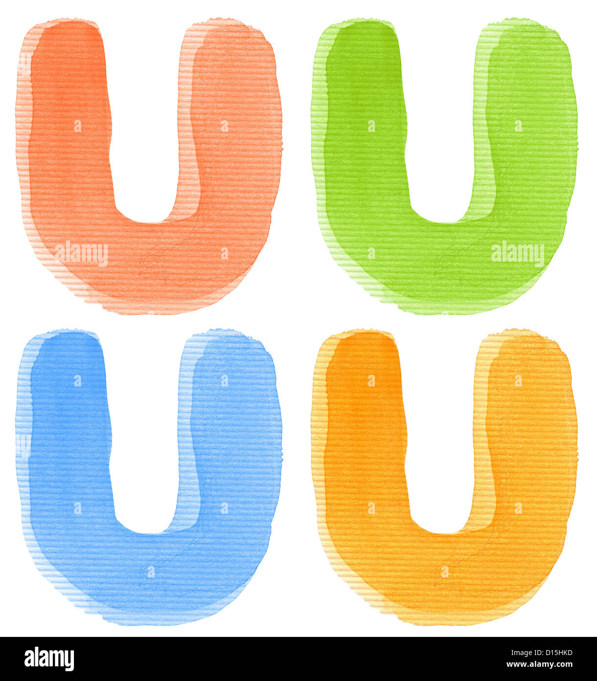 Watercolor alphabet letter, different colors, isolated. Made myself ...