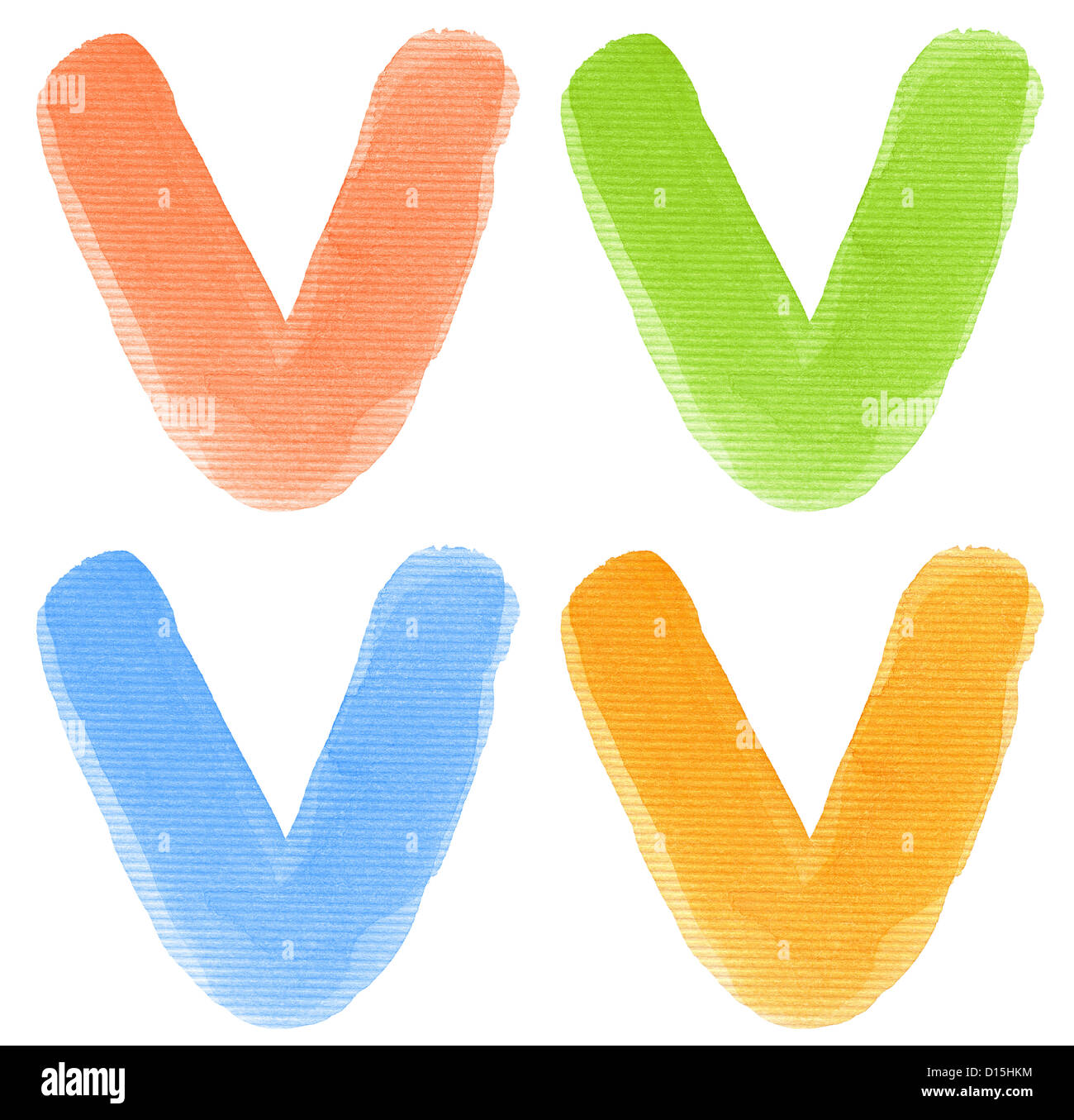 Watercolor alphabet letter, different colors, isolated. Made myself ...