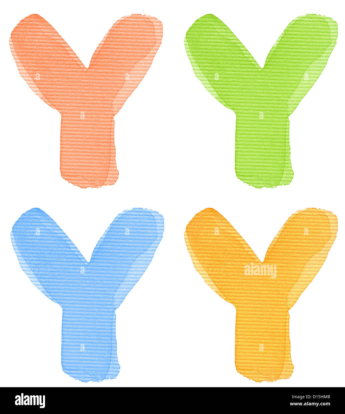 Watercolor alphabet letter, different colors, isolated. Made myself ...