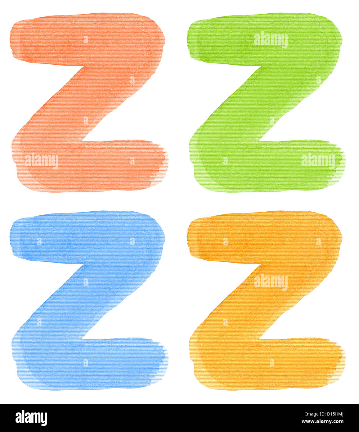 Watercolor alphabet letter, different colors, isolated. Made myself ...