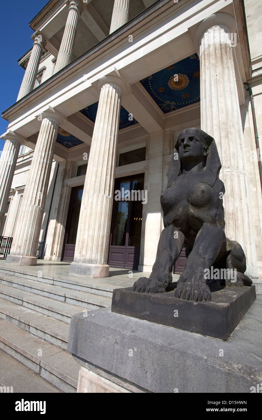 Essen, Germany, Villa Huegel of the Krupp family, terrace with Sphinx ...