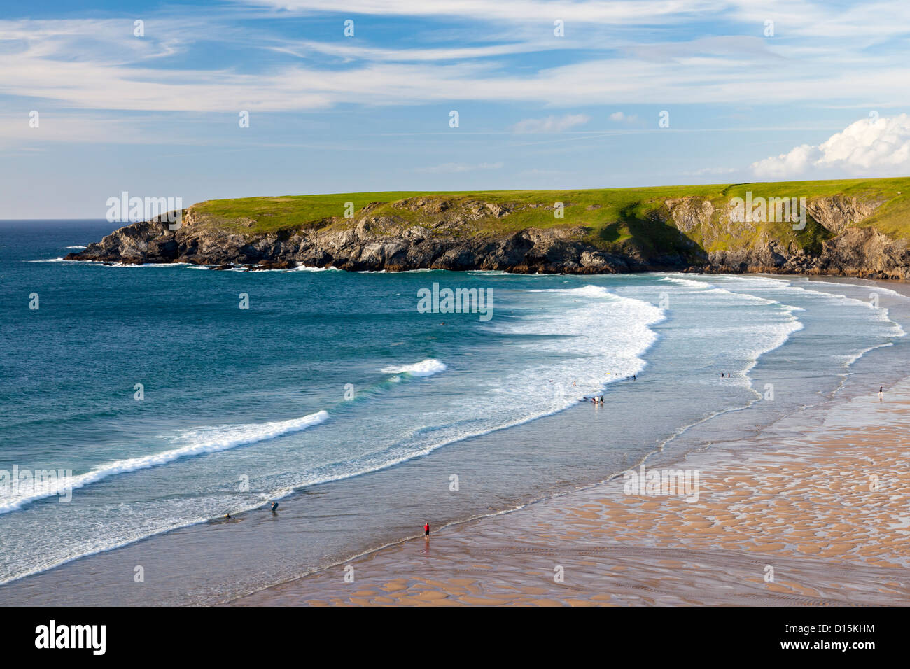 The beautiful beach at Holywell Bay on the North Cornwall coast ...